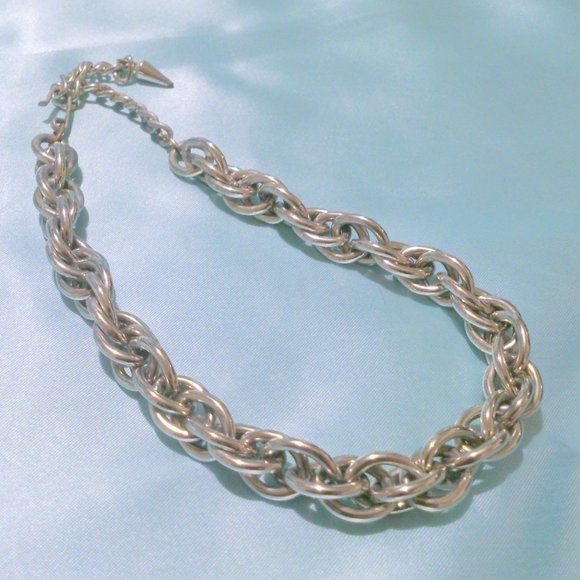 Vintage | Jewelry | Vintage Chunky Silver Tone Chain Link Necklace ...